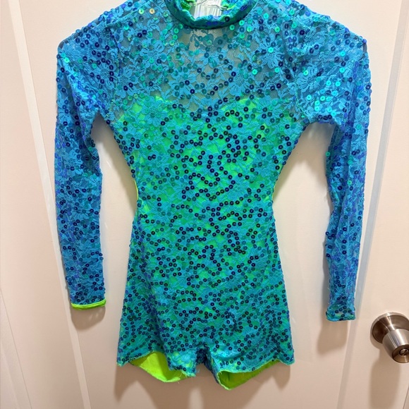 Costume Gallery | Costumes | Blue And Green Sequined Acro Costume ...